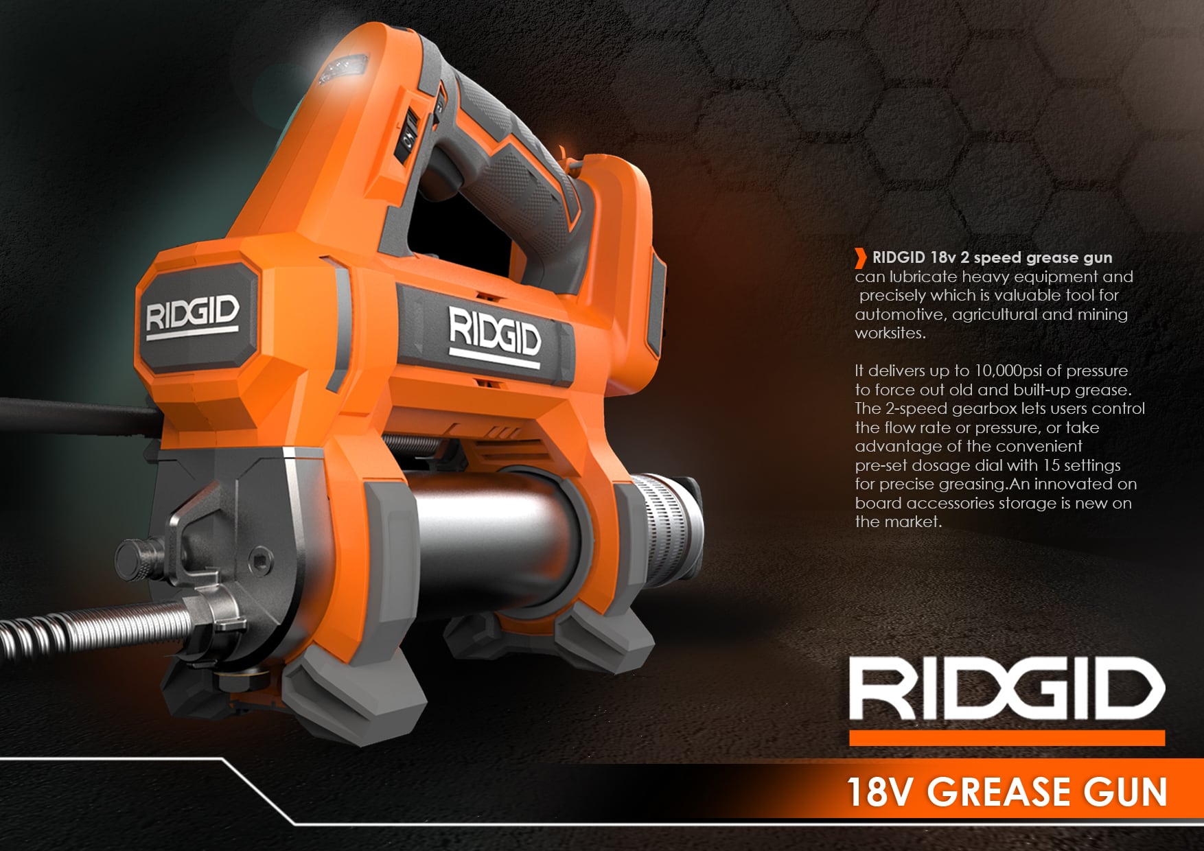 RIDGID 18v 2 speed grease gun - Good Design